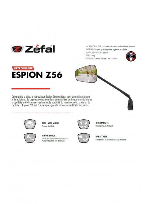 Espion Z56 rear-view mirror - Zéfal | JE SUIS À VÉLO